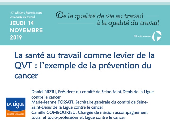 17e édition JSST - Table ronde : "La santé au travail comme levier de ...