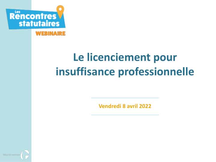 Le licenciement pour insuffisance professionnelle - Support de ...