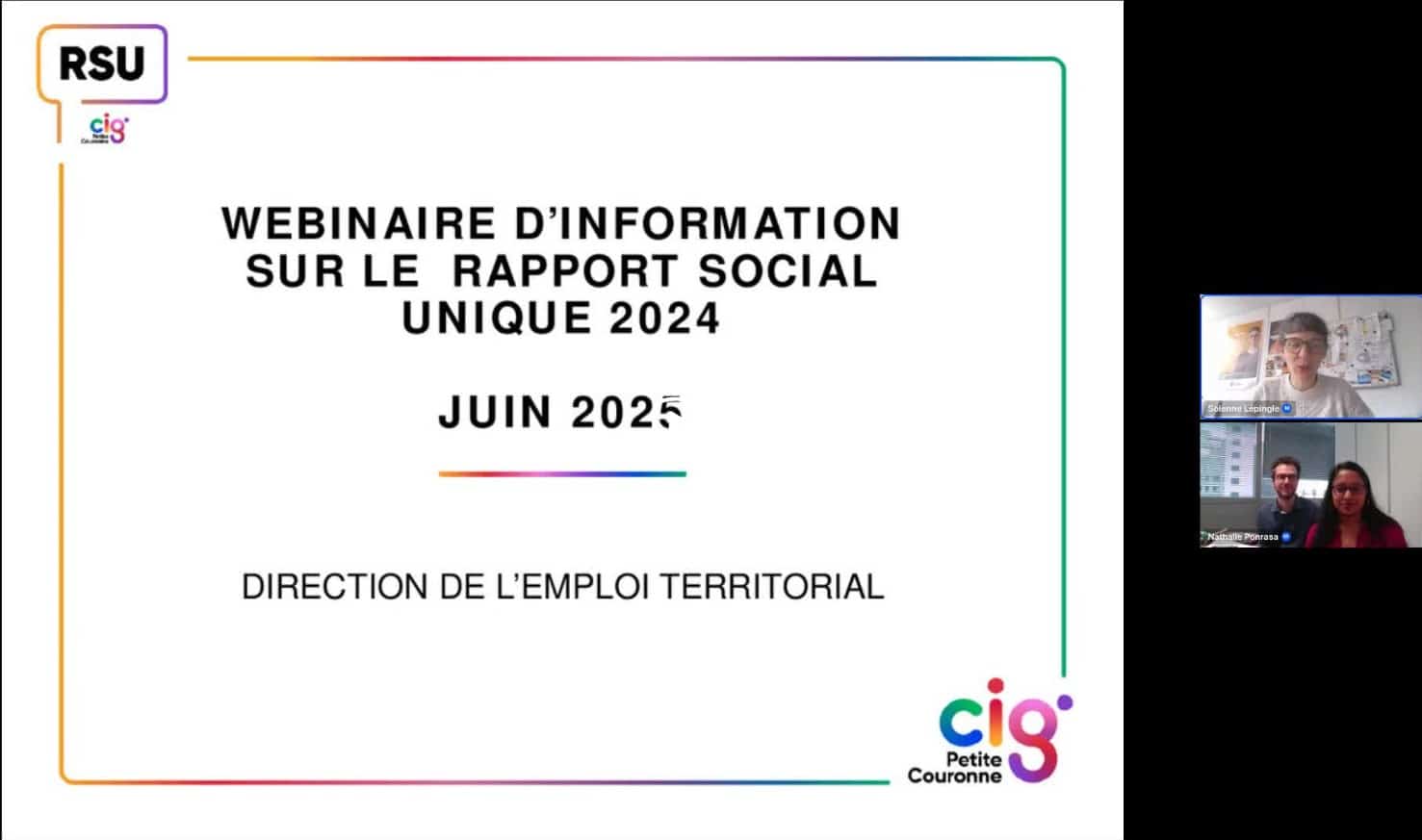 Présentation du RSU 2024 - webinaire - CIG Petite Couronne