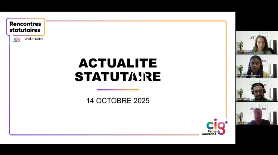 Actualité statutaire octobre 2025 – Replay webinaire - CIG Petite Couronne